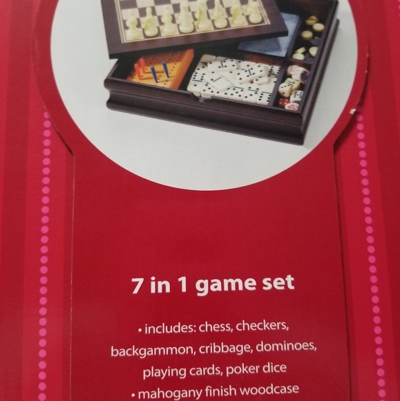 Jordan Mark | Games | 7 In Game Set Wood Mahogany Box Chess Checkers ...